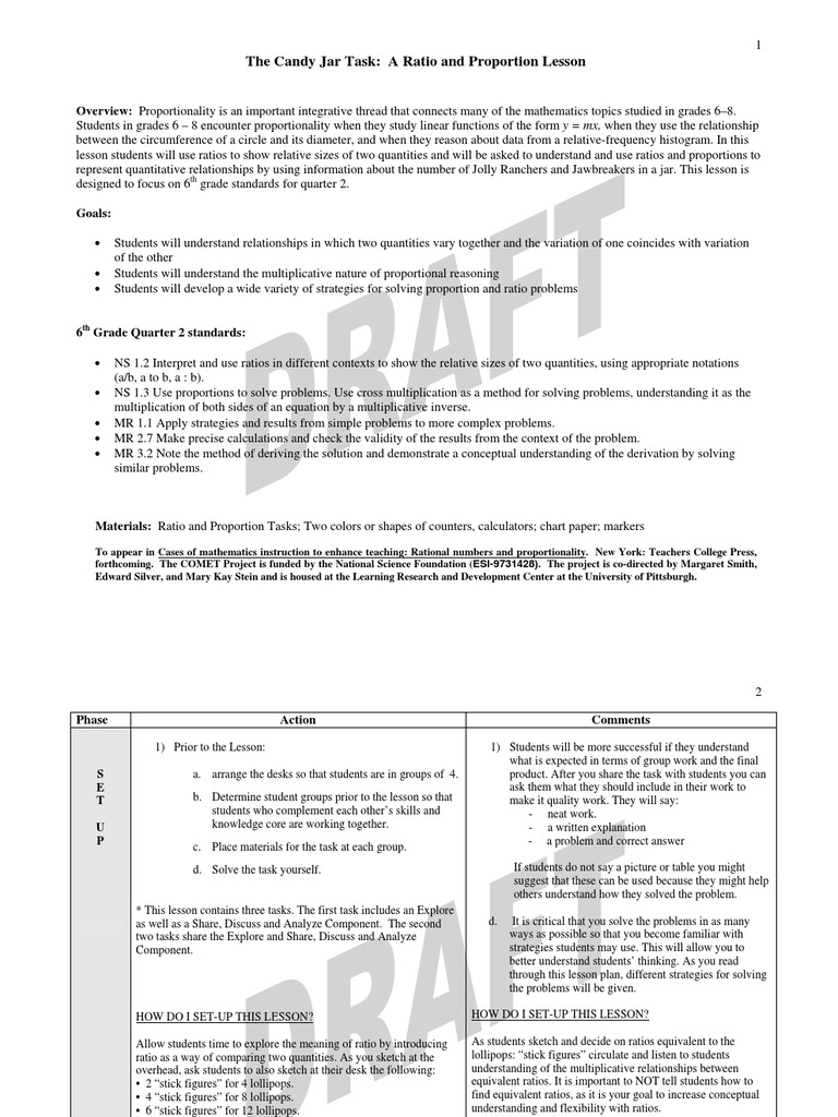 Candy Jar Ratios for 6th Graders | PDF | Ratio | Thought