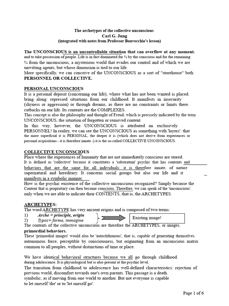 01_The Archetypes of the Collective Unconscious | PDF | Unconscious ...