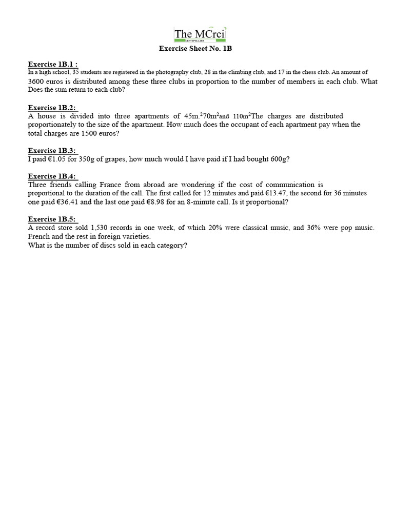 Chap 05 - Ex 1B - Exercises on Percentages - SOLUTION | PDF