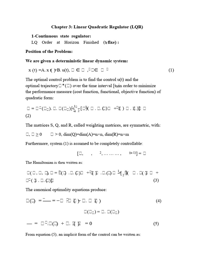 LQR Control | PDF | Mathematical Objects | Mathematics