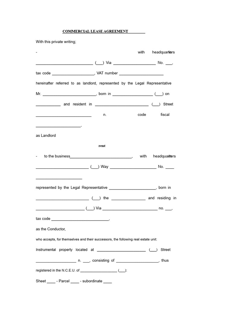 sample-commercial-lease-agreement.doc | PDF | Lease | Landlord