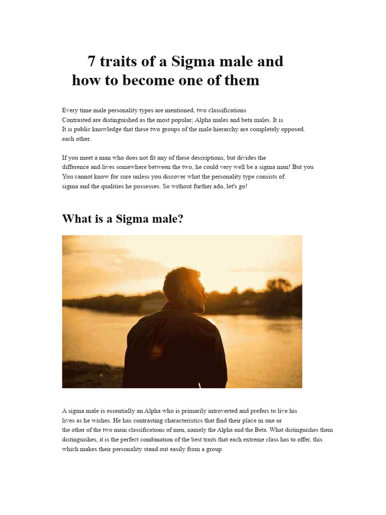 7 Traits of A Sigma Male and How To Become One. | PDF | Extraversion ...