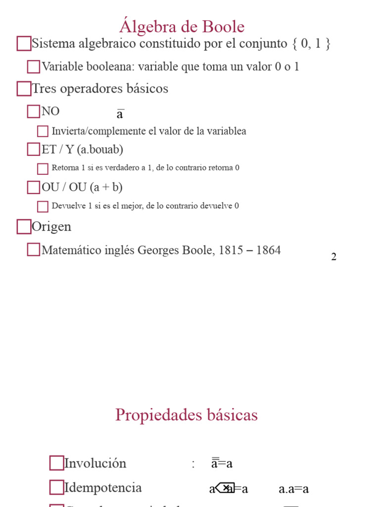 Álgebra de Boole | PDF | Álgebra de Boole | Enseñanza de matemática