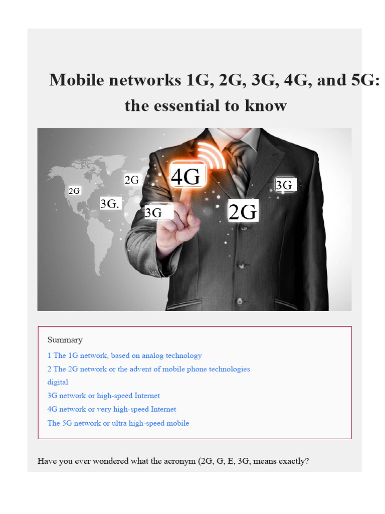 Understanding Mobile Networks: 1G to 5G | PDF | 3 G | High Speed Packet ...