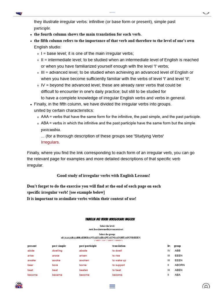 Irregular English Verbs_ the Table with the complete list!.pdf | PDF ...