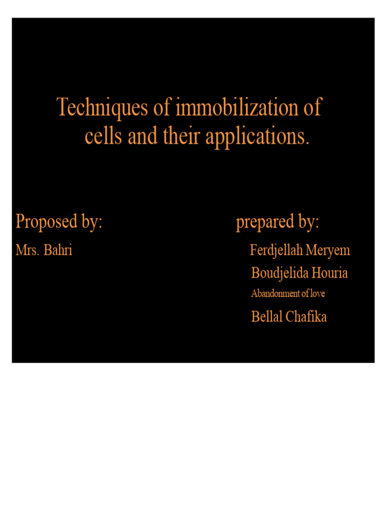 Cell Immobilization Techniques and Their Application | PDF | Biofilm ...