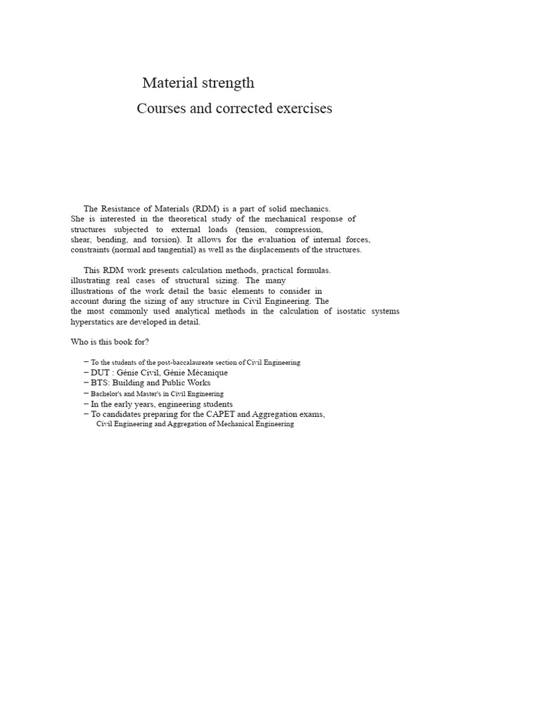 Resistance of Materials Course and Exercises | PDF | Beam (Structure ...