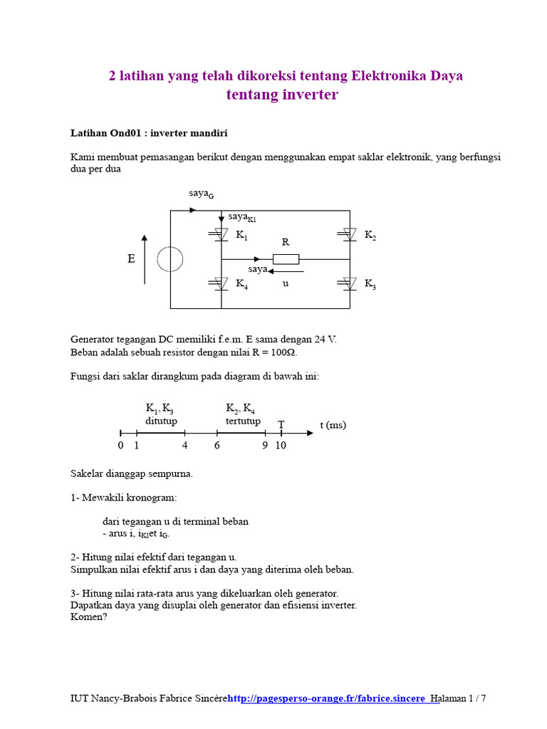 Latihan Inverter Mandiri Elektronika Daya | PDF
