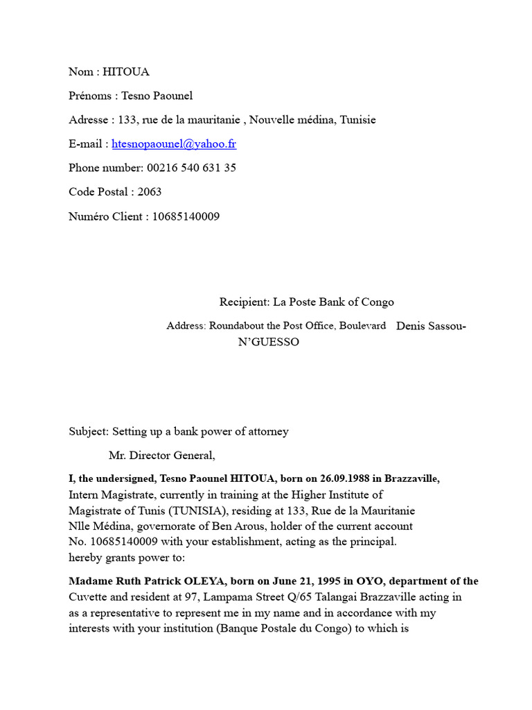 Setting Up A Bank Power of Attorney | PDF