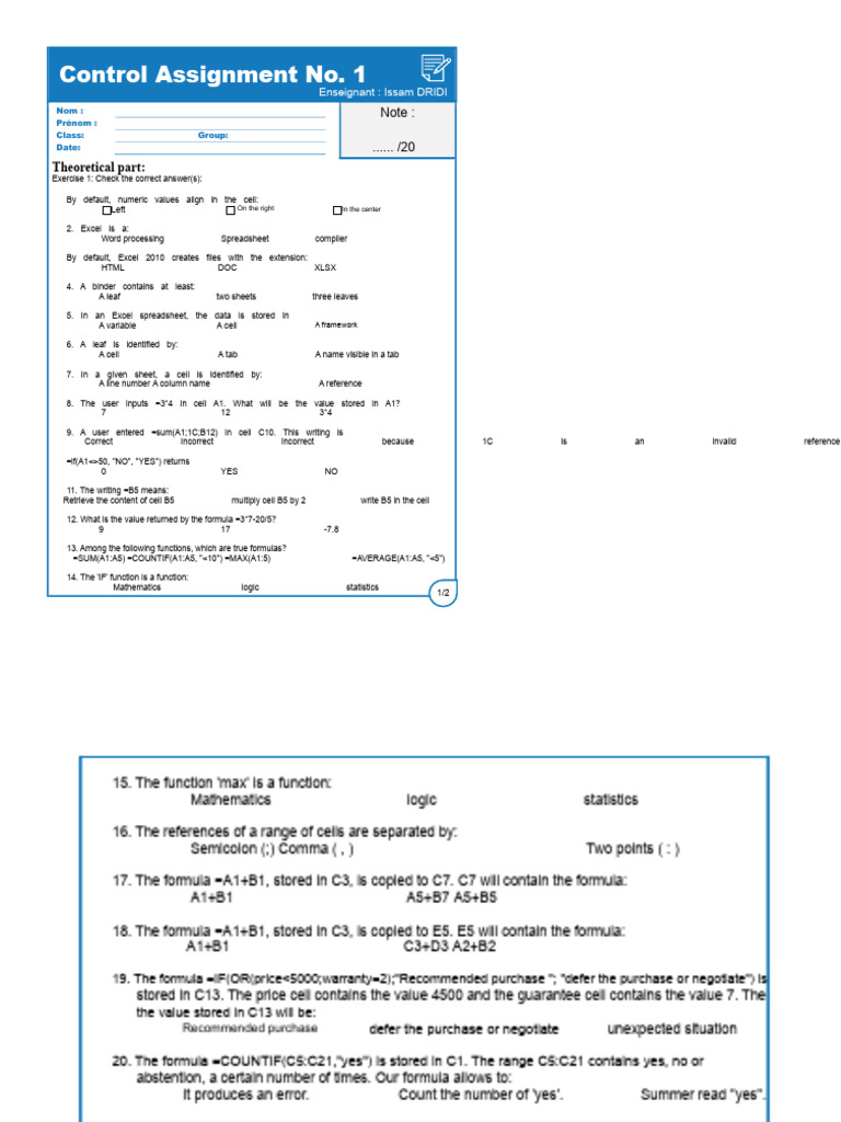Bac Control Assignment Letter.pdf | PDF | Microsoft Excel | Spreadsheet