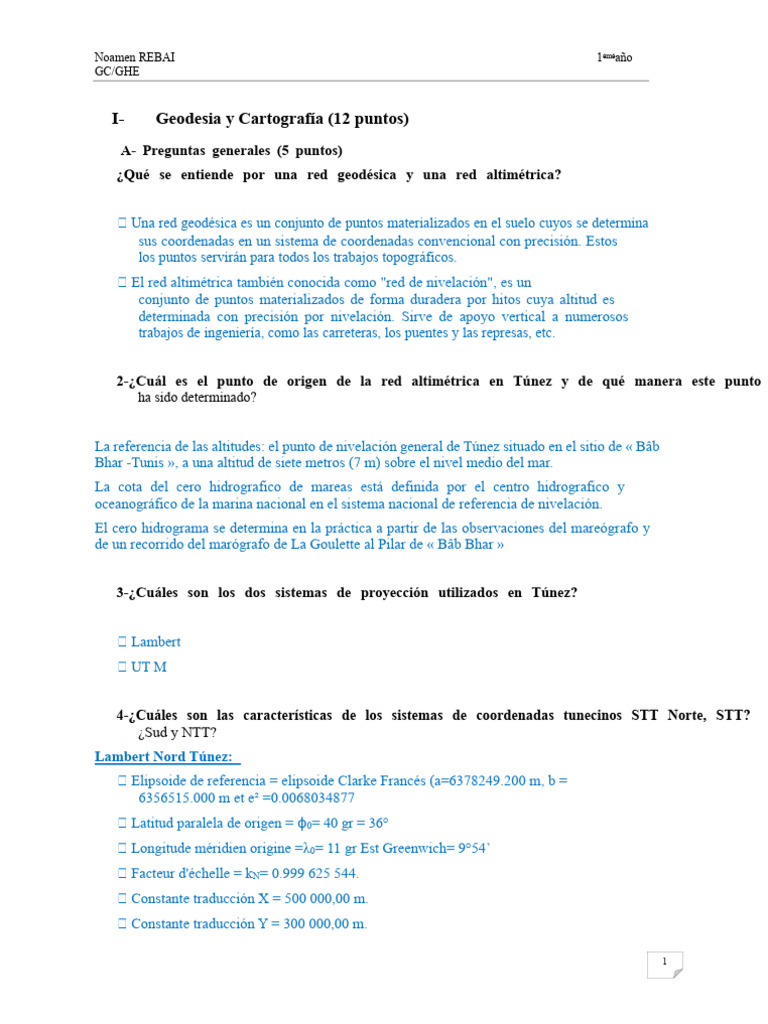 Correction ENIT-TOPO-DS 2020 PDF | PDF | Geodesia | Latitud