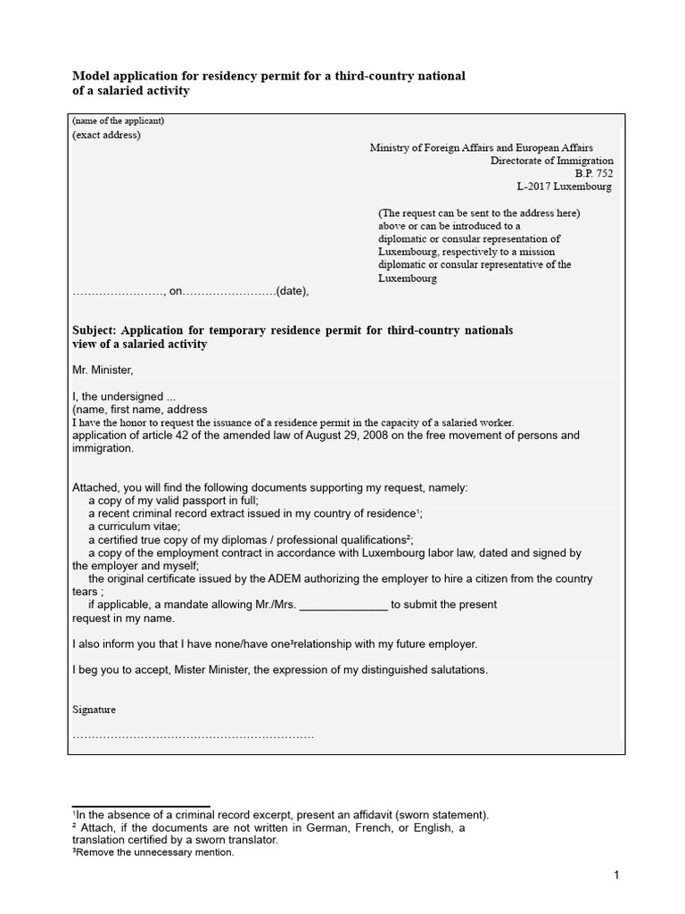 Employee Residence Permit Model | PDF | Criminal Record | Government ...