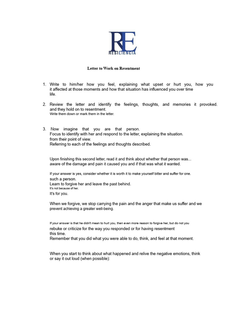 How to Overcome Resentment Through Letters | PDF