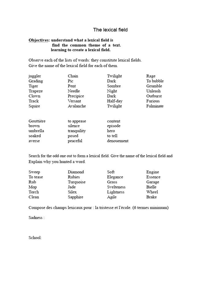 Lexical Field | PDF | Linguistics