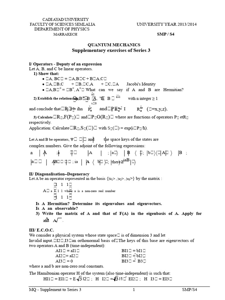 383386986 Quantum Mechanics TD | PDF | Eigenvalues And Eigenvectors ...