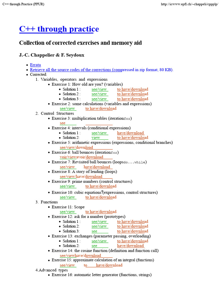 C++ By Practice (PPUR) | PDF | Function (Mathematics) | Inheritance ...