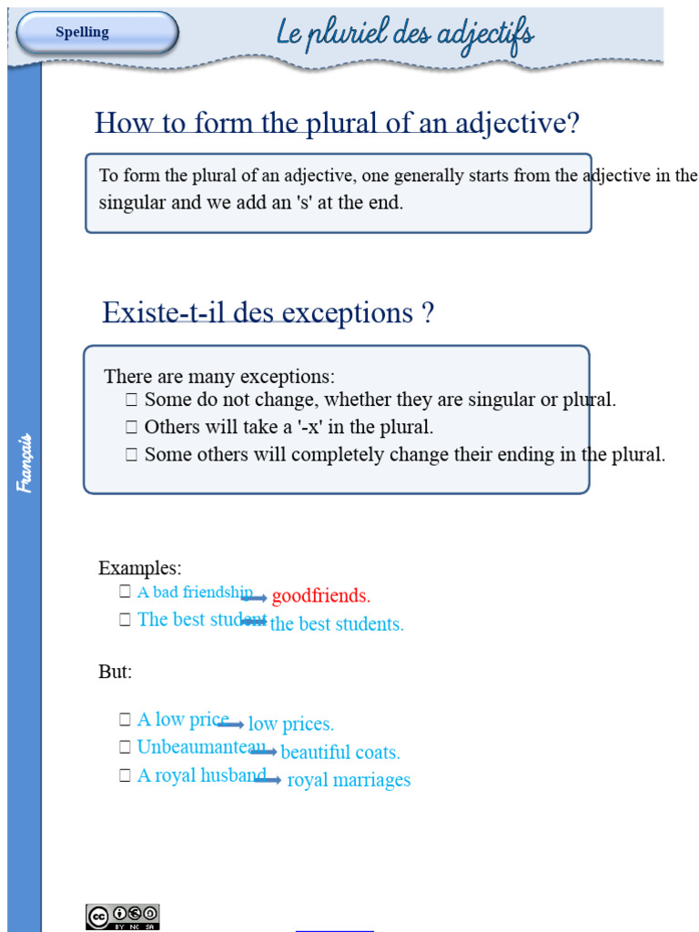 Lesson Plural Adjectives PDF | PDF