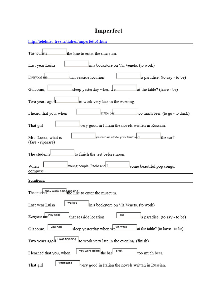 Imperfect - for practice.doc | PDF | Linguistics
