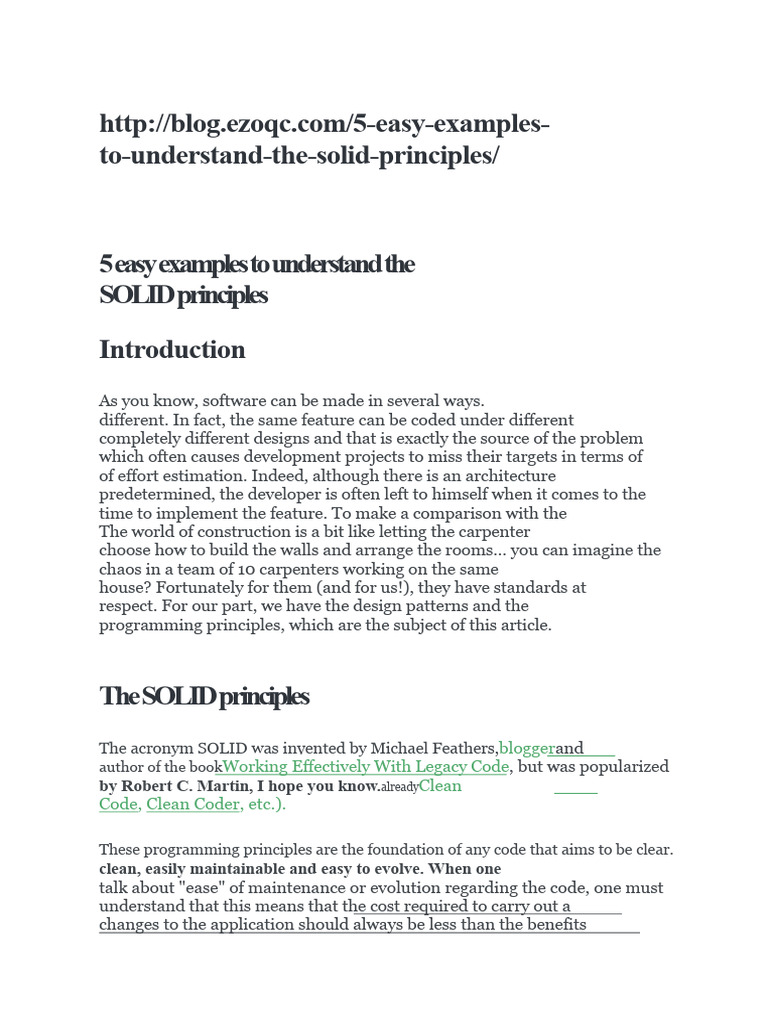 5 Easy Examples to Understand the SOLID Principles | PDF | Class ...