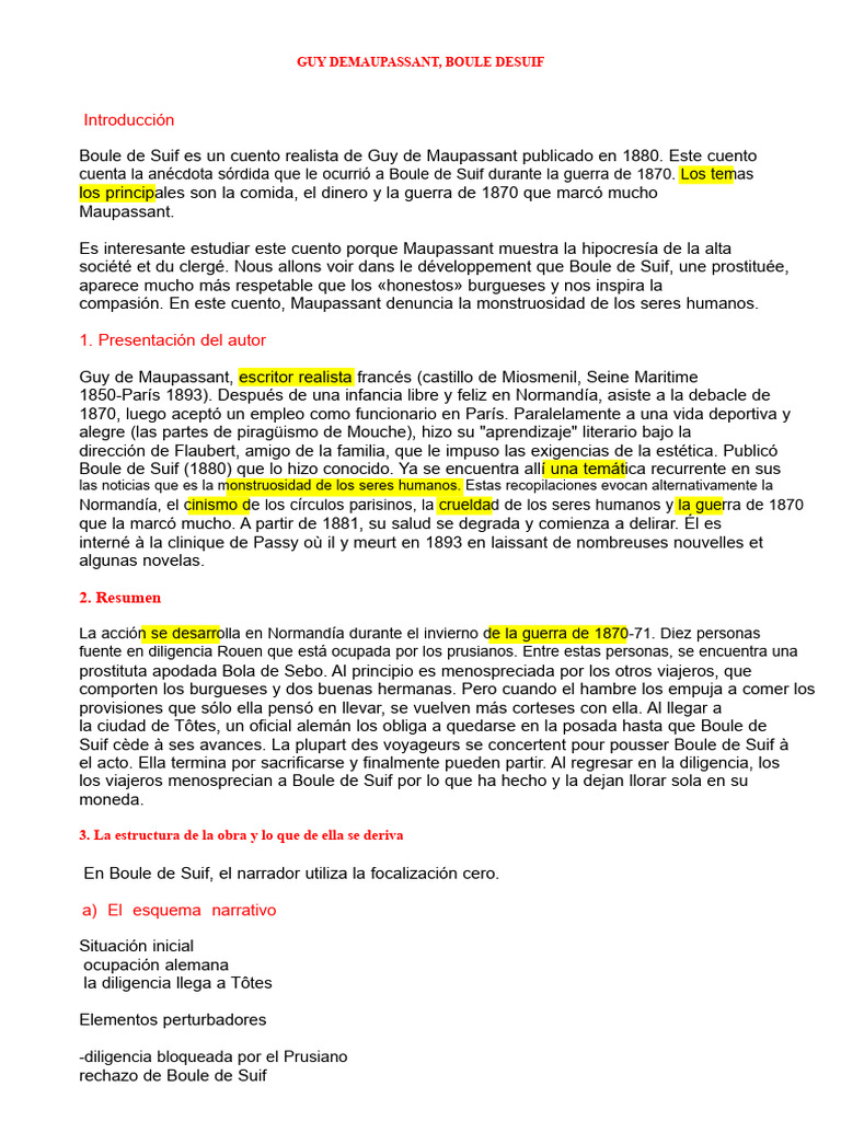 Análisis de "Boule de Suif" de Maupassant | PDF | Guy De Maupassant