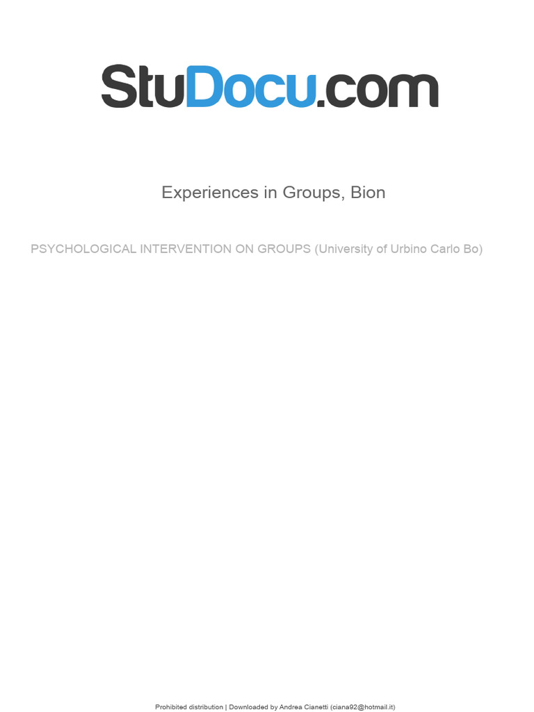 Bion's Group Dynamics and Analysis | PDF | Psychoanalysis | Psychotherapy