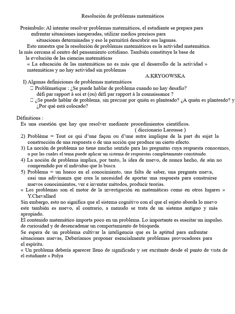 Resolución de Problemas Matemáticos | PDF | Heurístico | Pensamiento
