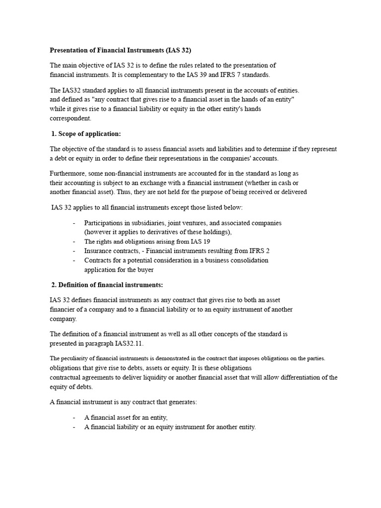 IAS 32 | PDF | Equity (Finance) | International Financial Reporting Standards