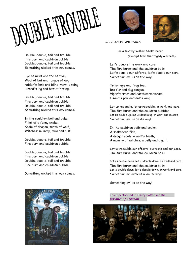 Lyrics Song Double Trouble Harry Potter and The Prisoner of Azkaban | PDF