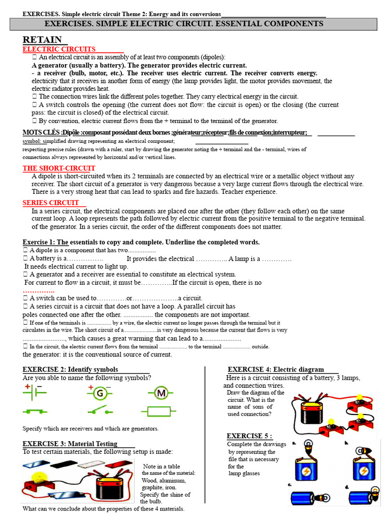 The Simple Series Electric Circuit Exercise Set 1 | PDF | Electric ...