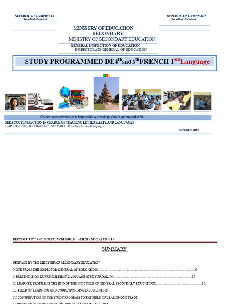 French Program 4th 3rd | PDF | Science | Learning