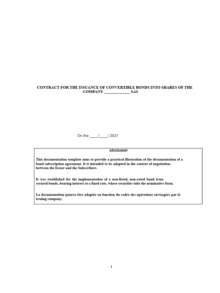 Convertible Bond Issuance Contract Template | PDF | Bonds (Finance ...
