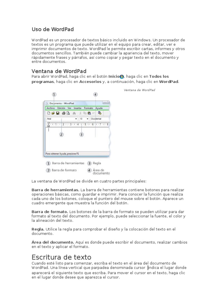 Guía Básica de Uso de WordPad | PDF | Point and Click | Ventana ...