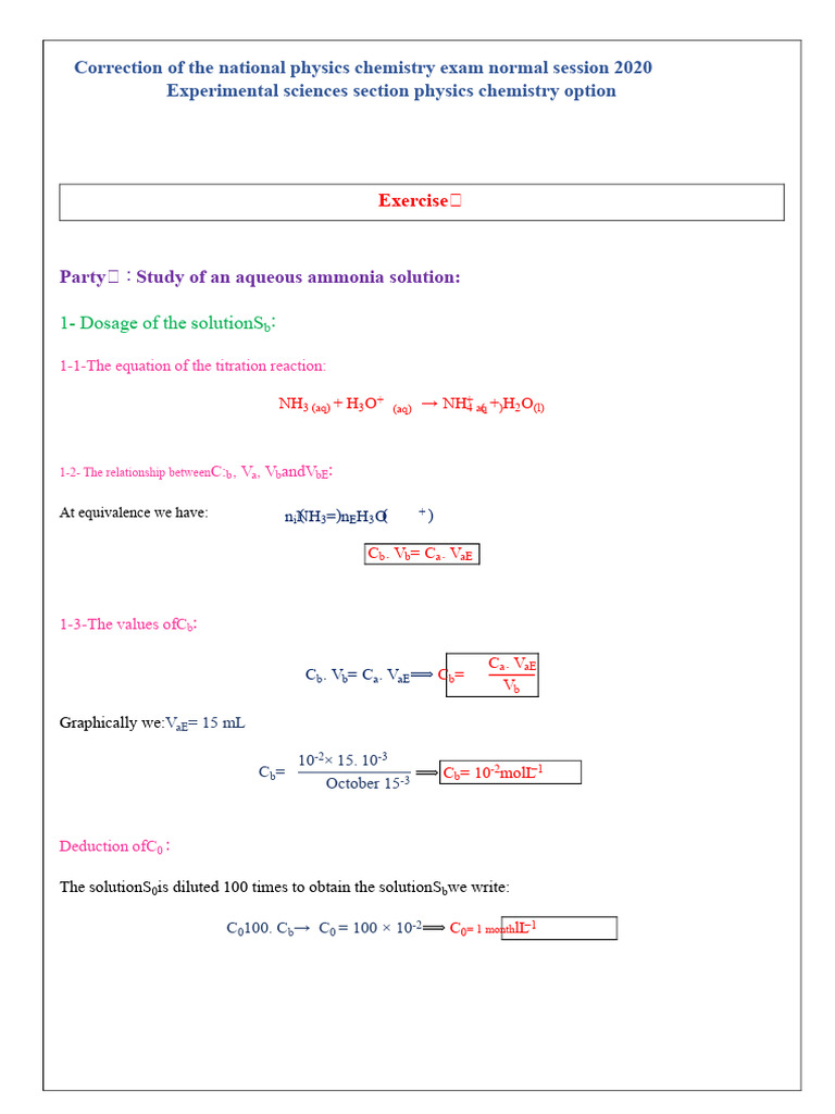 National Physics Chemistry Exam SPC 2020 Normal Correction 3 | PDF ...