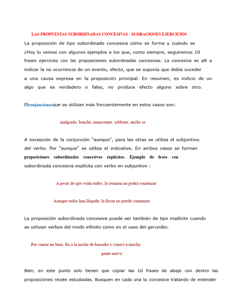 Frases Concesivas | PDF | Proposición | Verbo