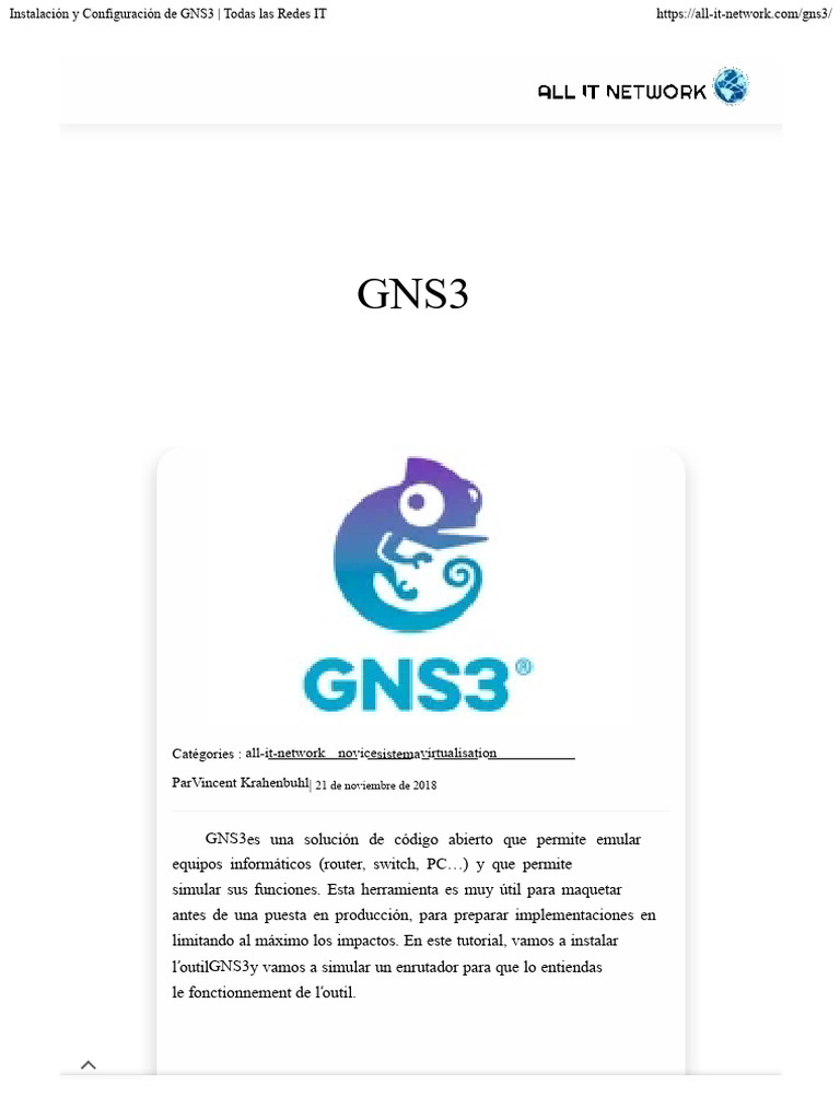Guía de Instalación de GNS3 | PDF | V Mware | Arquitectura de Computadores