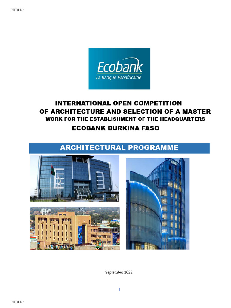 Architectural Program Project Headquarters Ecobank Burkina Faso September 2022 | PDF | Road ...