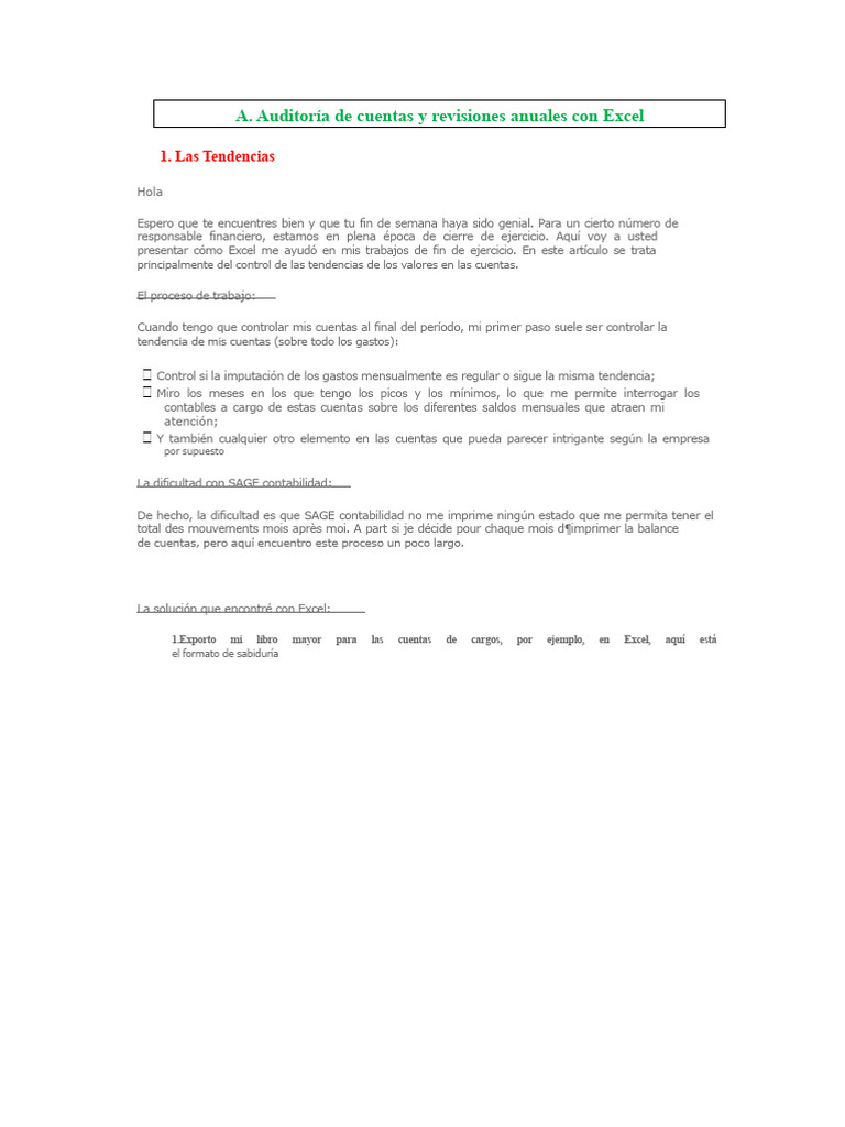 Auditoría de cuentas y revisiones anuales con Excel | PDF ...