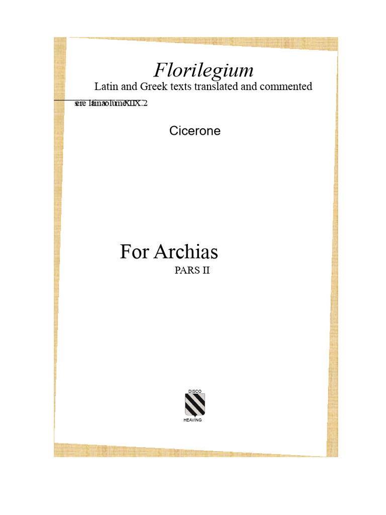 Cicerone's For Archias: Latin Commentary | PDF | Ancient Europe ...