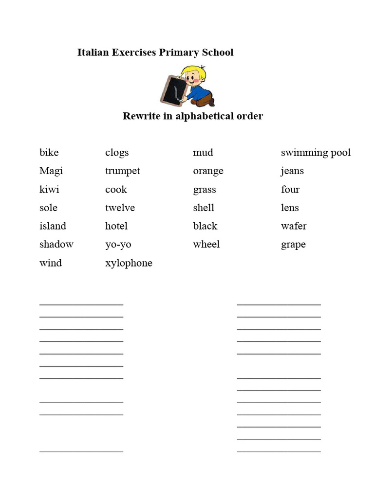 EXERCISES-ITALIAN-words-in-alphabetical-order.pdf | PDF