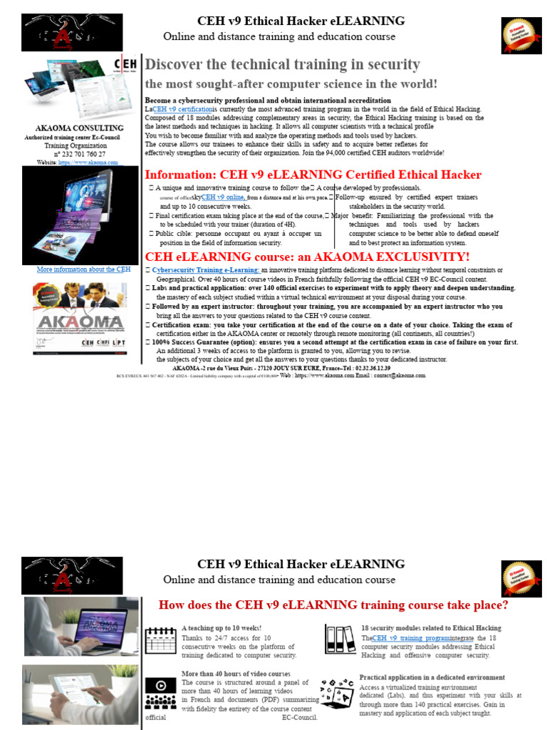CEH v9 Ethical Hacker eLEARNING Course and PDF | PDF | Security Hacker | Security