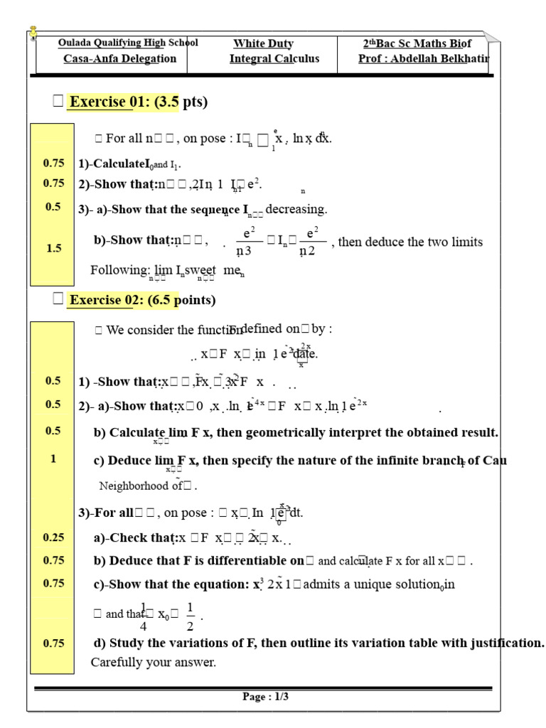 Mock Bac Belkhatir 4 | PDF | Limit (Mathematics) | Mathematics