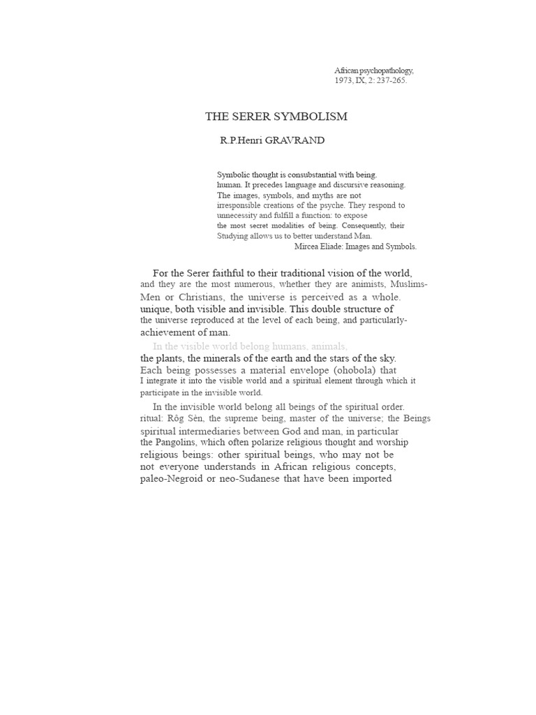 Gravrand H The Serer Symbolism 73IX2 | PDF | Prayer