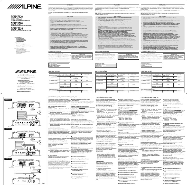 Manual Do Amplificador Alpine MRP-F200 | PDF | Fusível (elétrico ...
