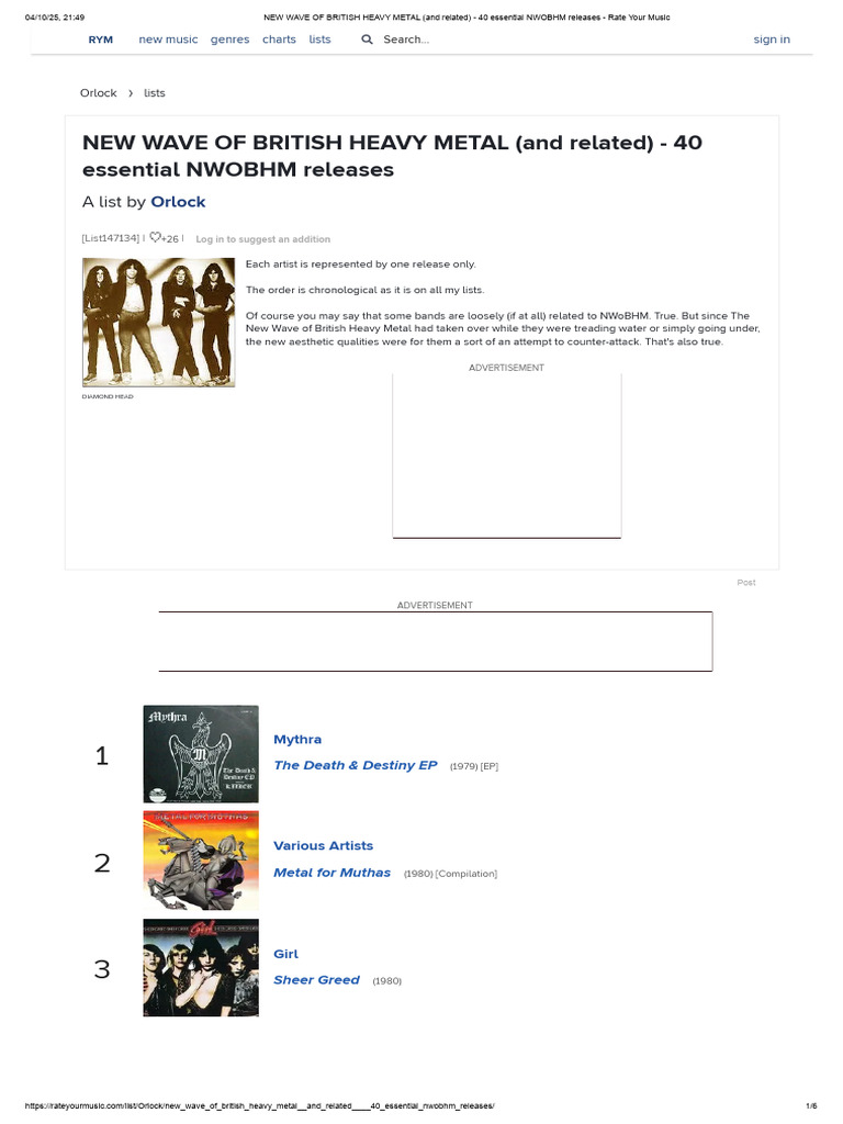 NEW WAVE of BRITISH HEAVY METAL (And Related) - 40 Essential NWOBHM ...