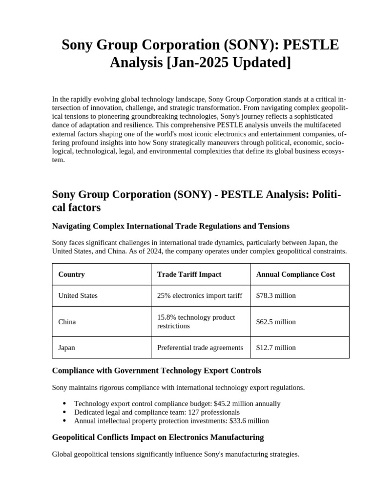 sony-pestel-analysis | PDF | Environmental Technology | Sony