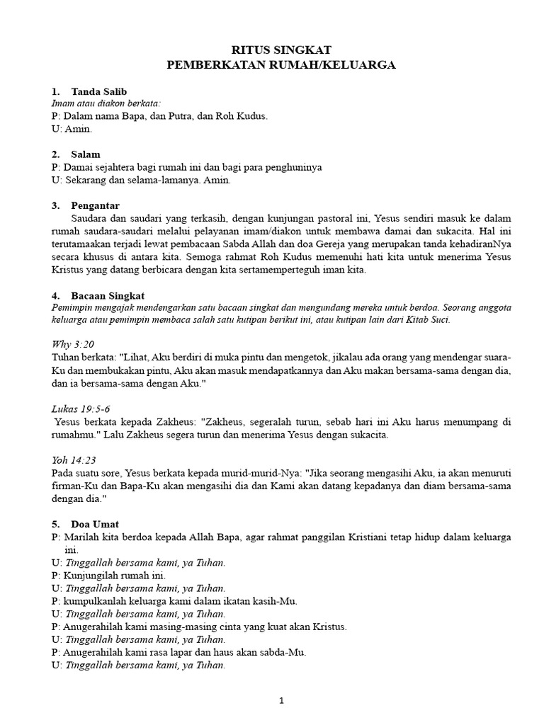 Pemberkatan Rumah dan Keluarga Kristen | PDF
