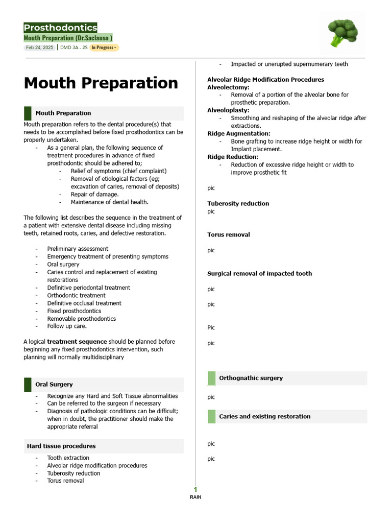 Mouth Preparation for Fixed Prosthodontics | PDF | Periodontology ...