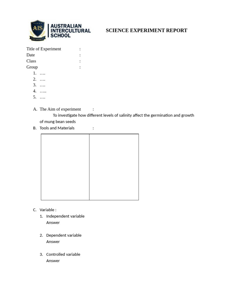 Science Experiment Report | PDF