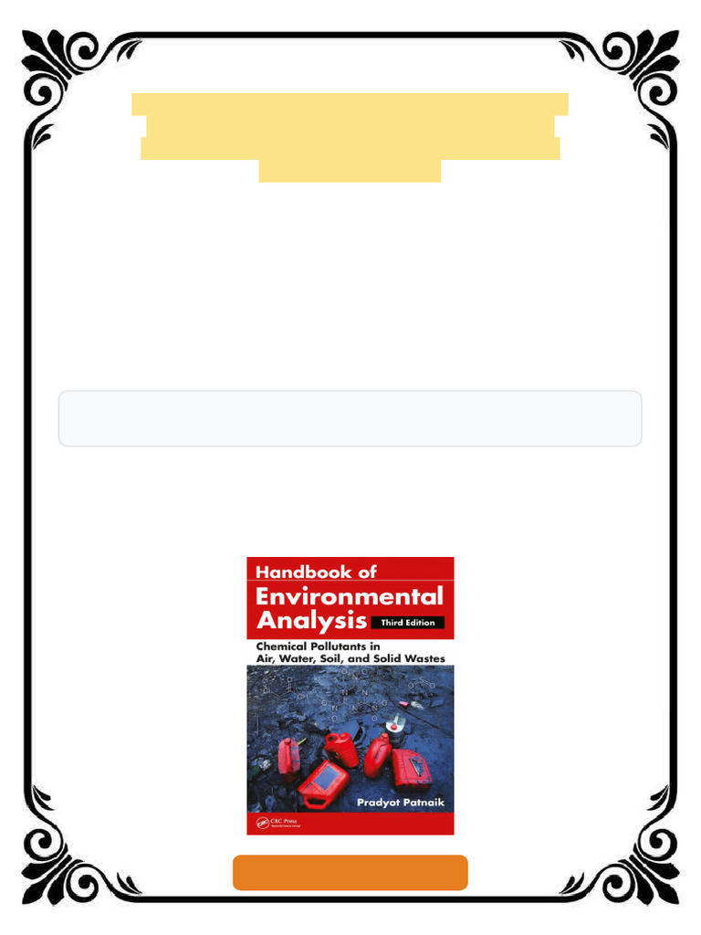 Handbook of Environmental Analysis: Chemical Pollutants in Air, Water ...