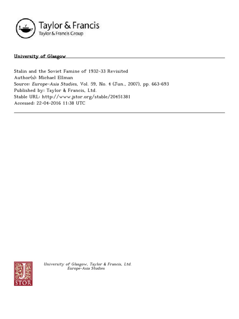 Stalin and the Soviet Famine of 1932 33 Revisite | PDF | Joseph Stalin ...